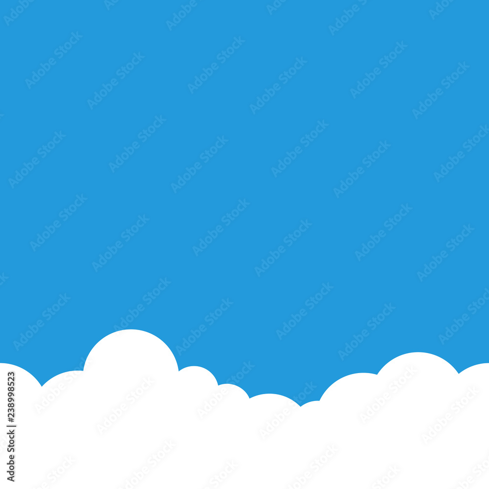 Simple sky and clouds vector image in cartoon flat style. Horizontal ...