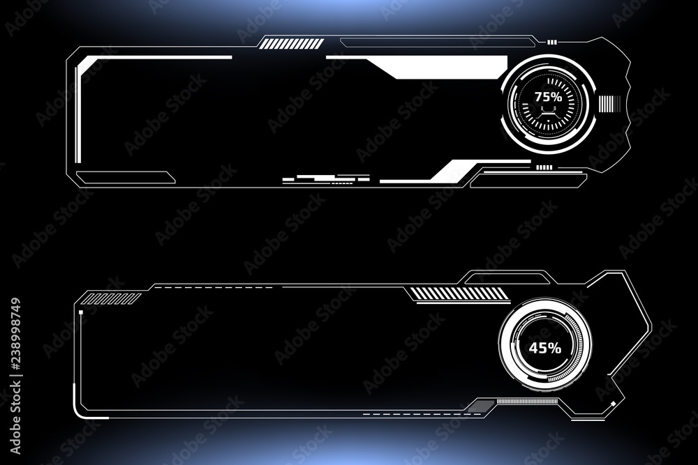 HUD Futuristic Technology Interface Screen White Elements Panel Vector ...