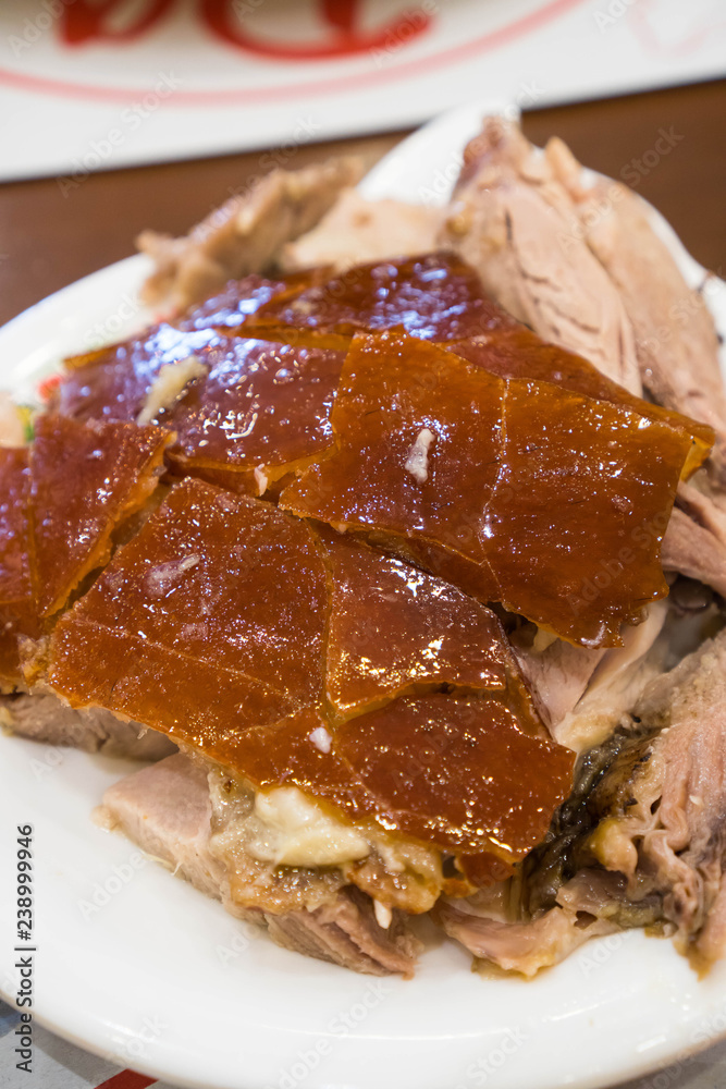 crispy oily skin of lechon or roast pig Stock Photo | Adobe Stock