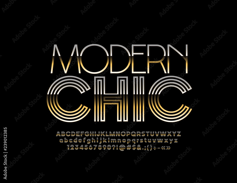 Vector Modern Chic Golden Alphabet Letters, Numbers and Symbols ...