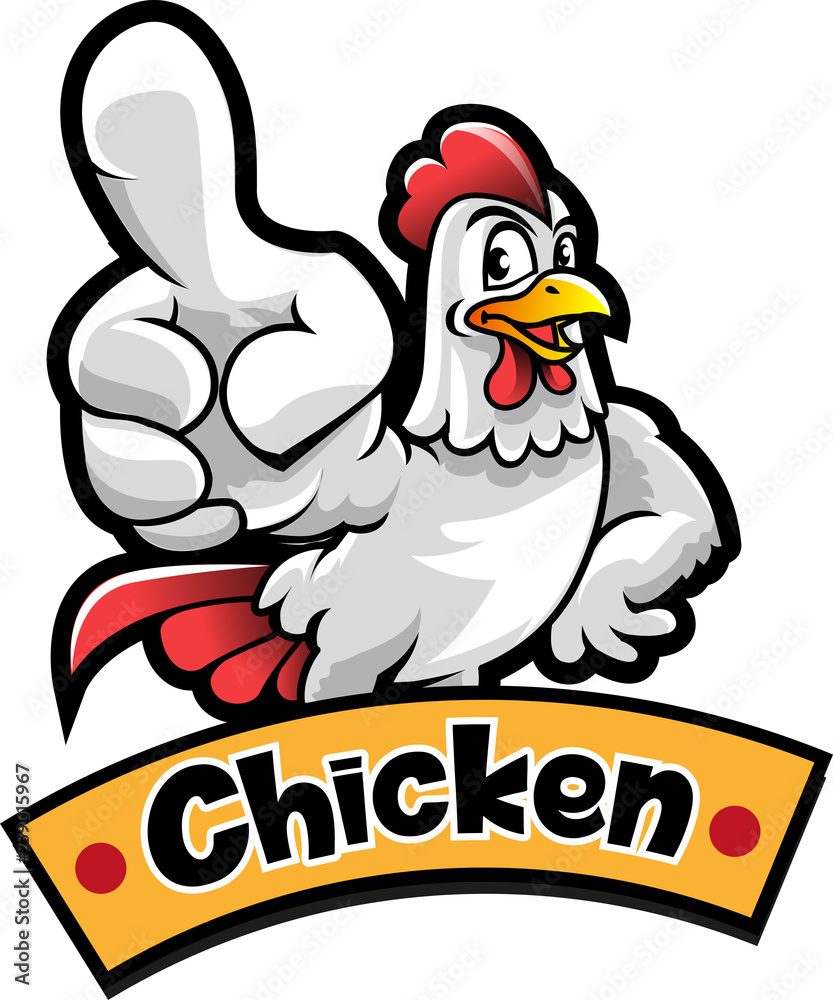 Vector illustration, chicken mascot for a fast food fried chicken ...