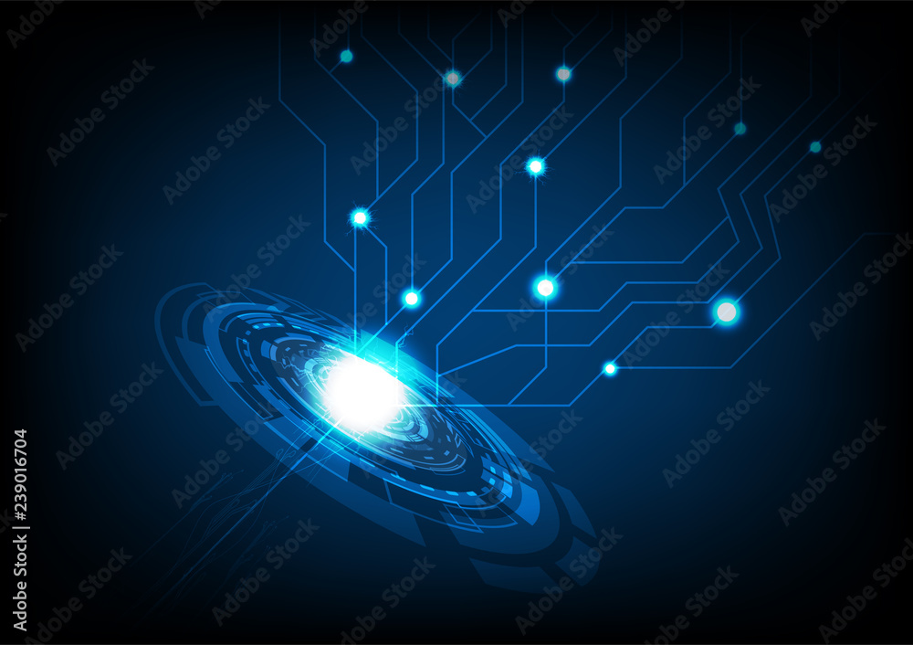 Abstract technology with lightning sparkle circuit digital ring gate ...