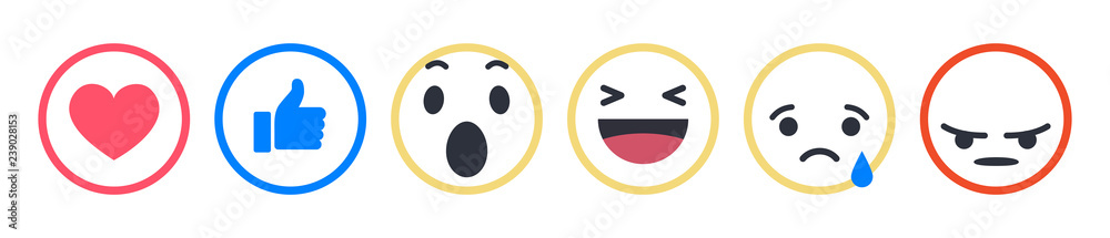 Set of flat emoticons and emojis for web design Stock Vector | Adobe Stock