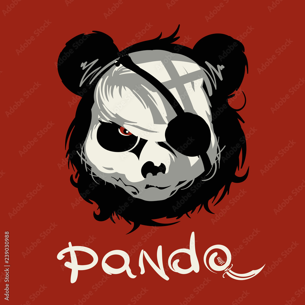 vector drawing of a Panda for printing cutting plotter Stock Vector ...