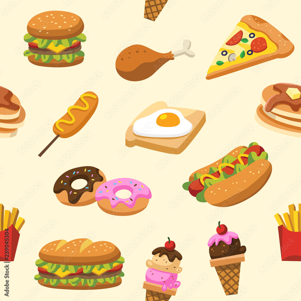 Pattern of traditional food. Let's eat something delicious tasty food ...