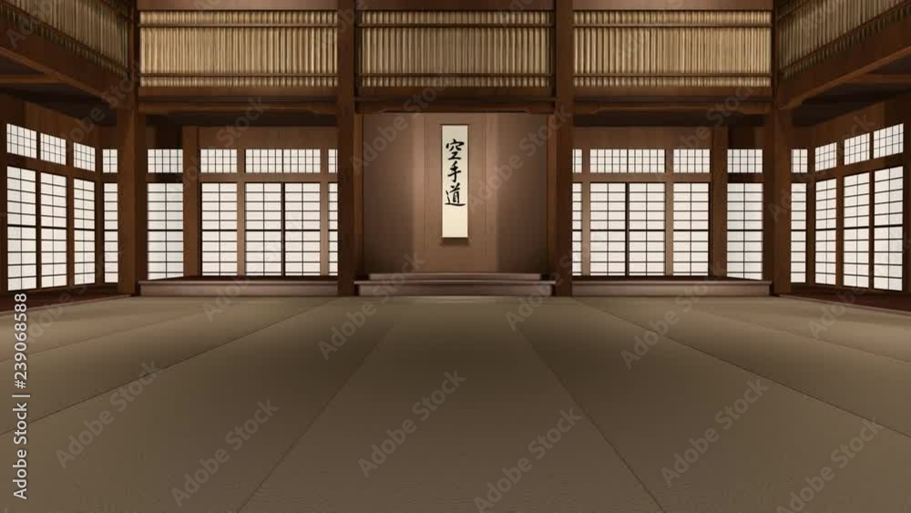 Traditional Japanese Karate Dojo 3D Rendered Animation Stock Video ...