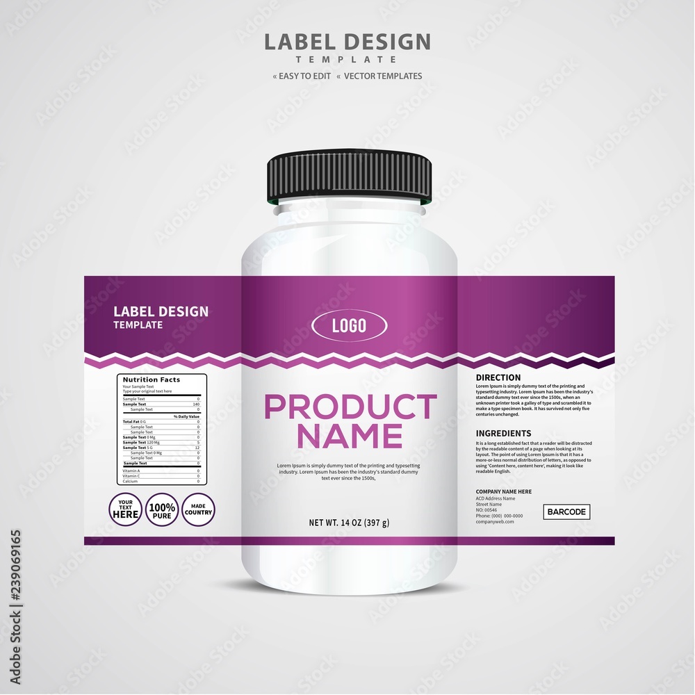 Bottle label, Package template design, Label design, mock up design ...
