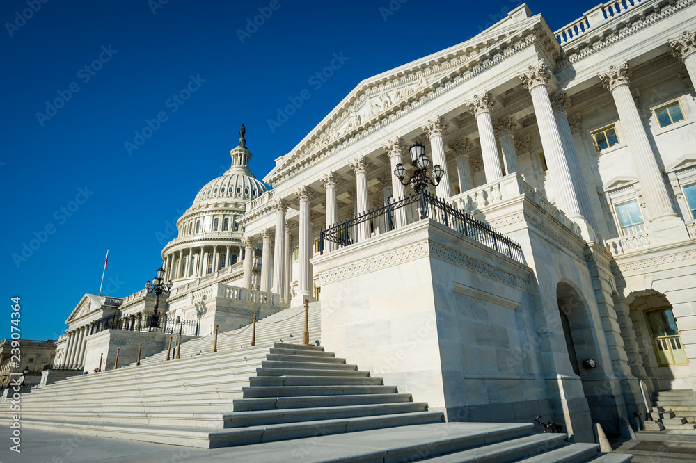 Stockfoto Bright morning view of the traditional neoclassical ...
