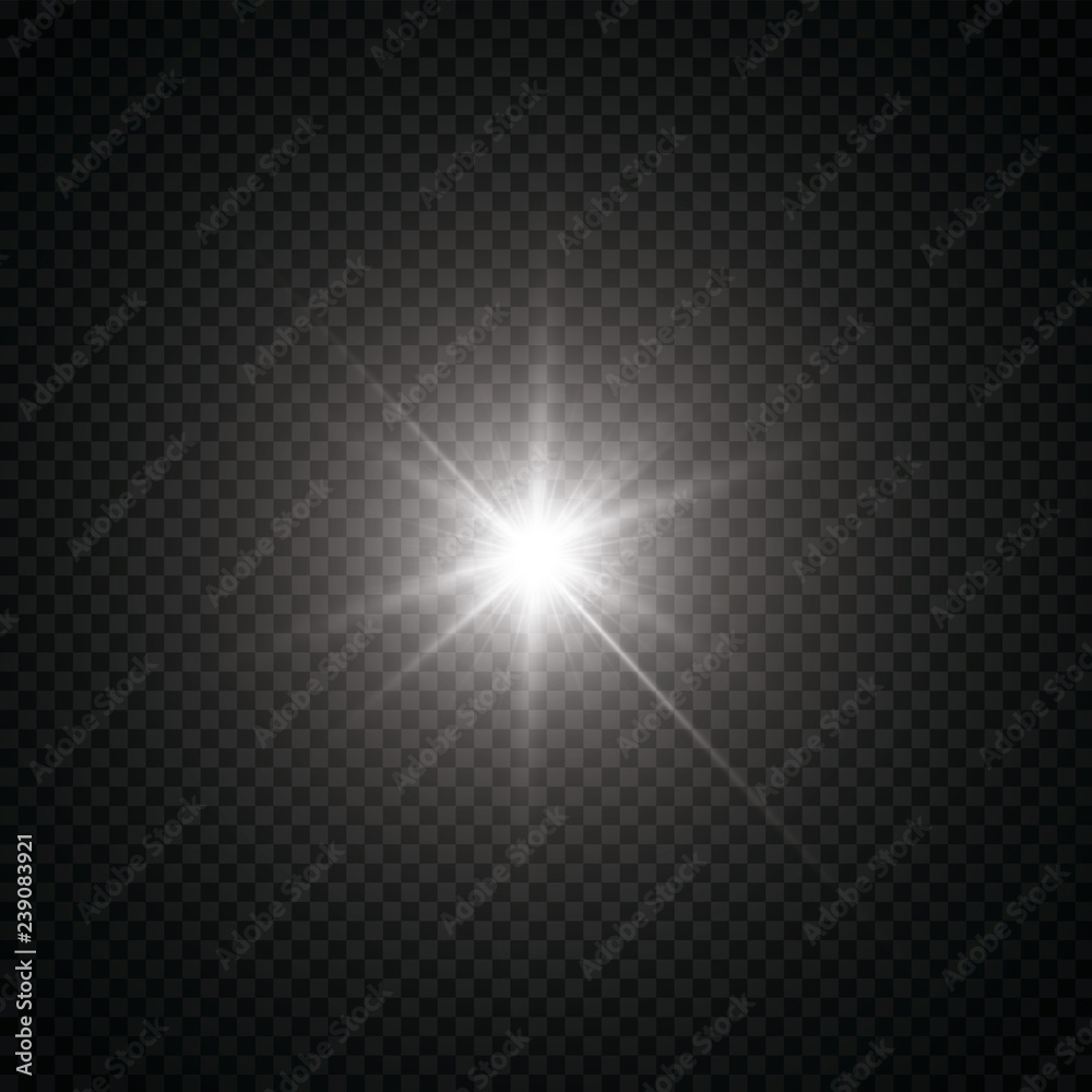Glow light effect. Starburst with sparkles on transparent background ...