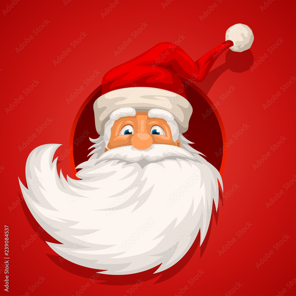 santa head on red Stock Vector | Adobe Stock