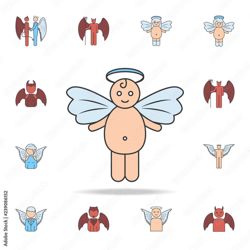 baby angel color field outline icon. Detailed set of angel and demon ...