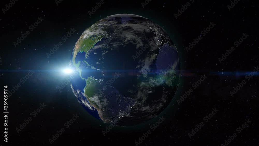 Realistic Earth Rotating on black (Loop). Texture map courtesy of NASA ...