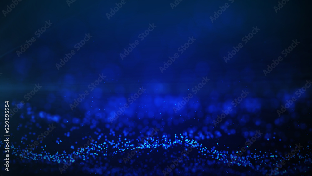 Blue particles abstract blurred glowing background computer generated ...