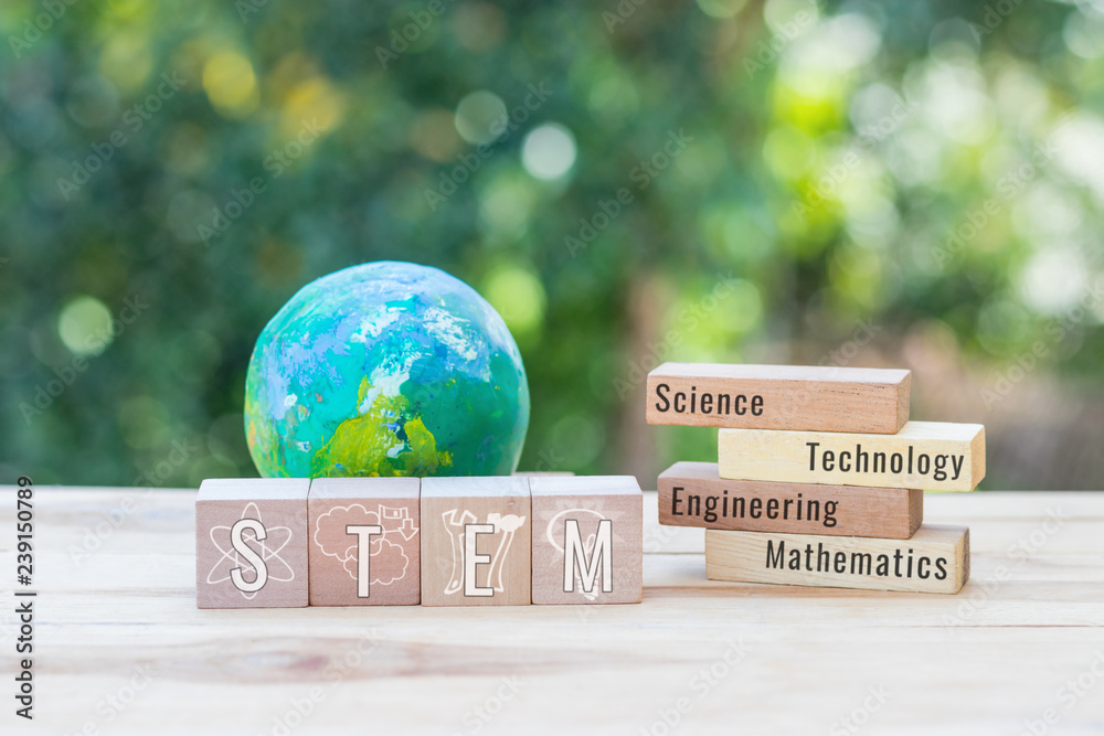 Wood blocks with text, STEM Science Technology Engineering and ...