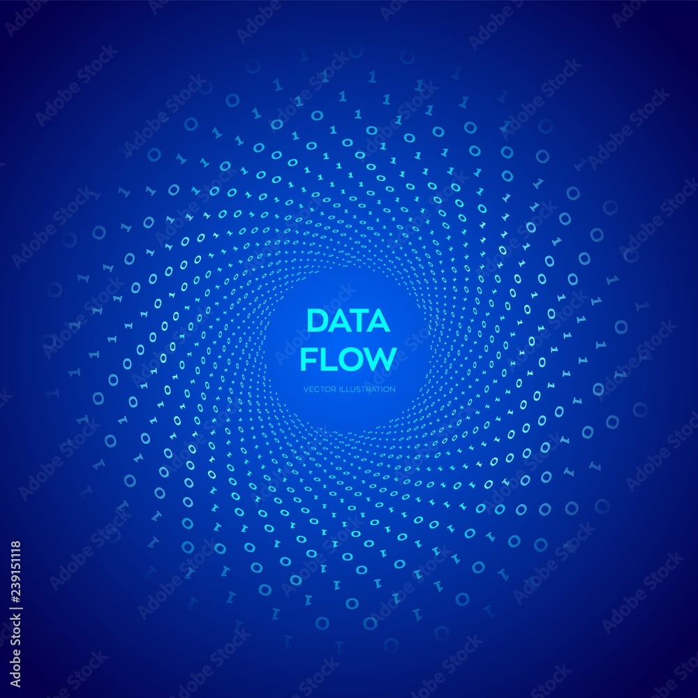 Data Flow Digital Code Binary Data Flow Virtual Tunnel Warp Coding Programming Or Hacking