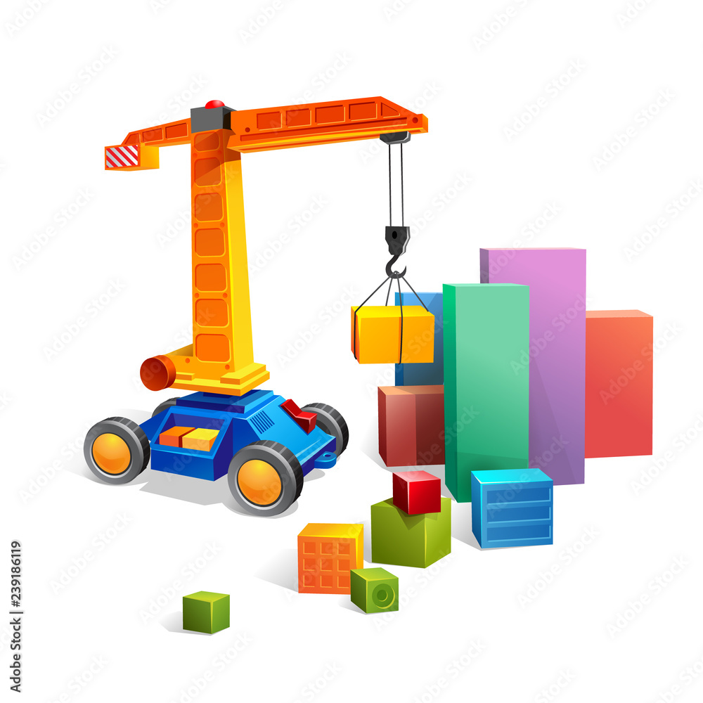 vector illustration of crane construction toy model Stock Vector ...