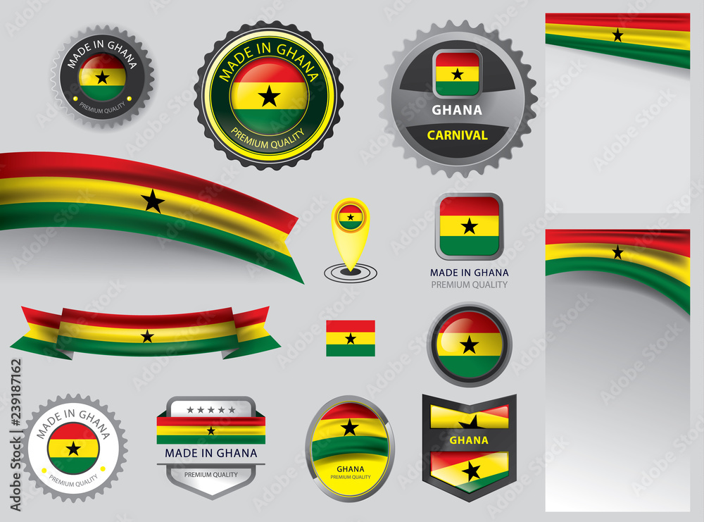Made in Ghana seal, Ghanaian flag and color --Vector Art-- Stock Vector ...