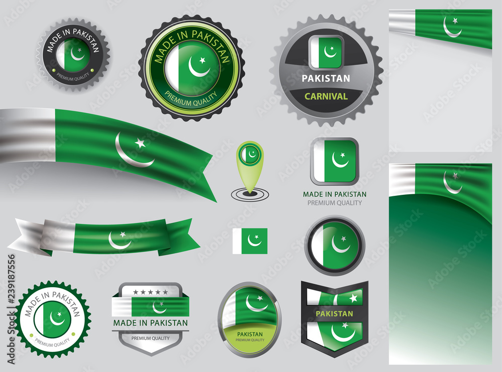 Vetor de Made in Pakistan seal, Pakistani flag and color --Vector Art ...