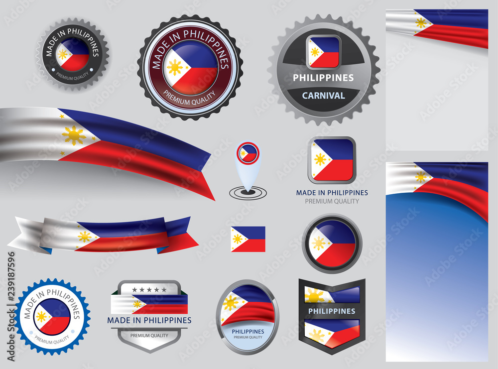 Made in Philippines seal, Filipino flag and color --Vector Art-- Stock ...