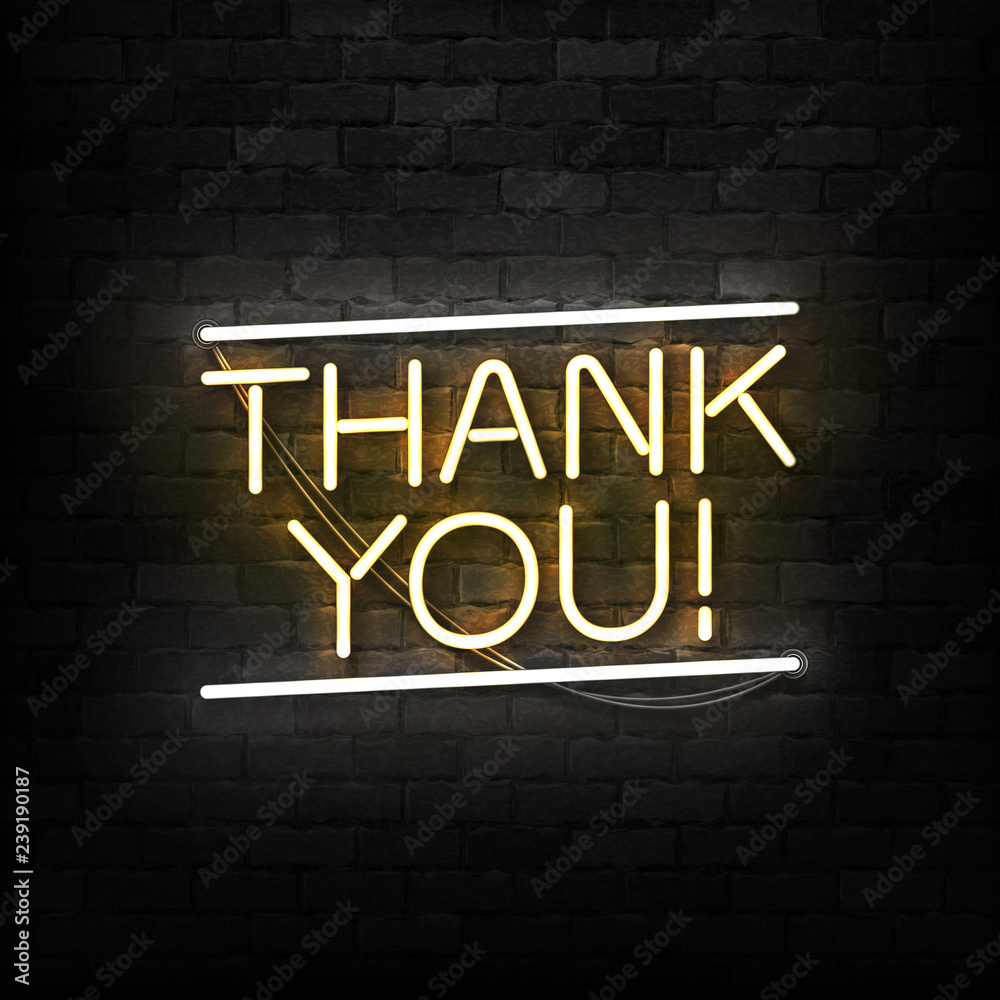 Vector realistic isolated neon sign of Thank You logo for template ...