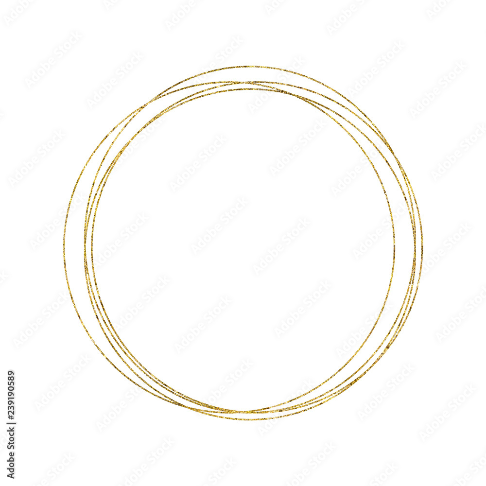 Gold geometrical round oval frame isolated on white background Stock ...