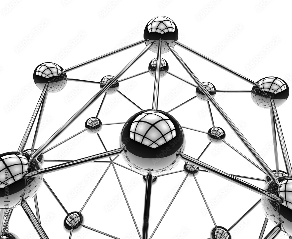 Atom of metal structure isolated on white background High resolution ...