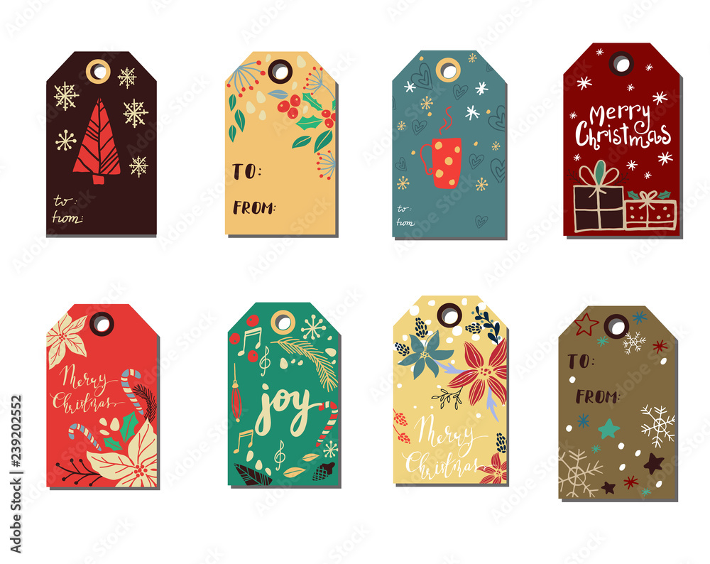 Christmas tags cute collection Stock Vector | Adobe Stock