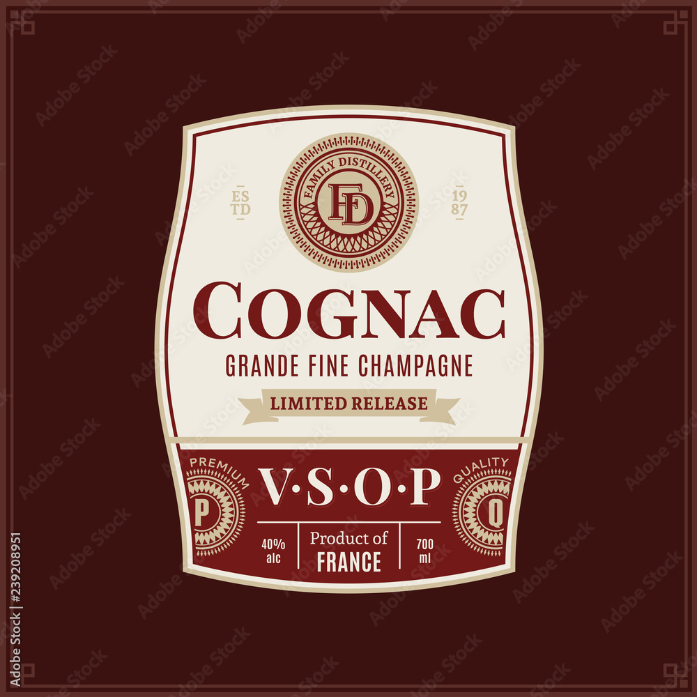 Cognac label template Stock Vector | Adobe Stock