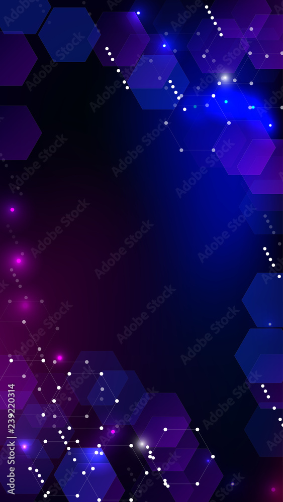 Blockchain Technology Background. Vertical Template BG for Mobile ...