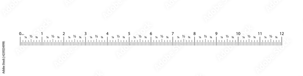 12 inch ruler grid template. Measuring tool graduation. Metric Inches ...