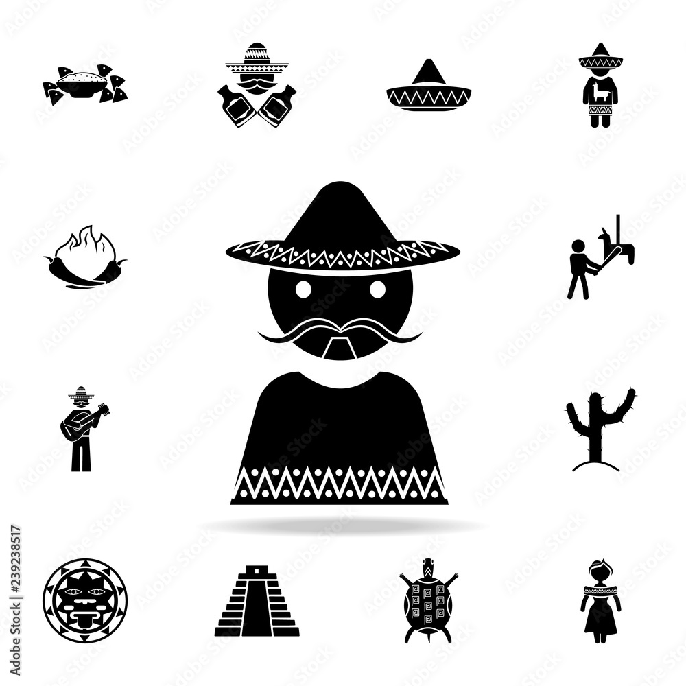 Mexican man icon. Detailed set of elements Mexico culture icons ...
