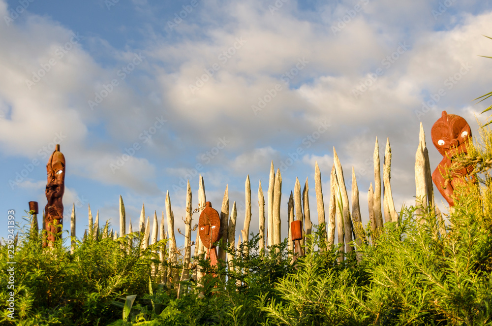 Maori carving on Hamilton Gardens, New Zealand Stock Photo | Adobe Stock
