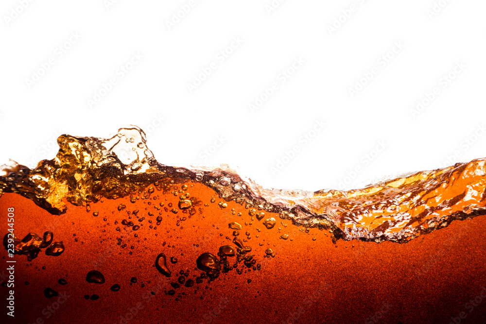 cola soda with sparkling bubbles isolated on white Stock Photo | Adobe ...