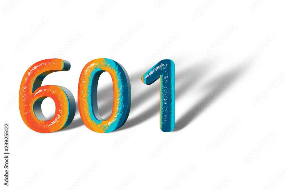 3D Number 601 six hundred one lively colours Stock Illustration | Adobe ...