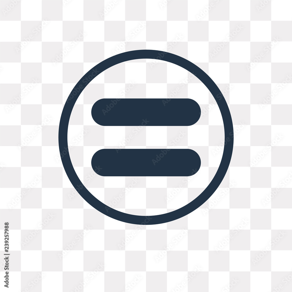 Equal vector icon isolated on transparent background, Equal ...