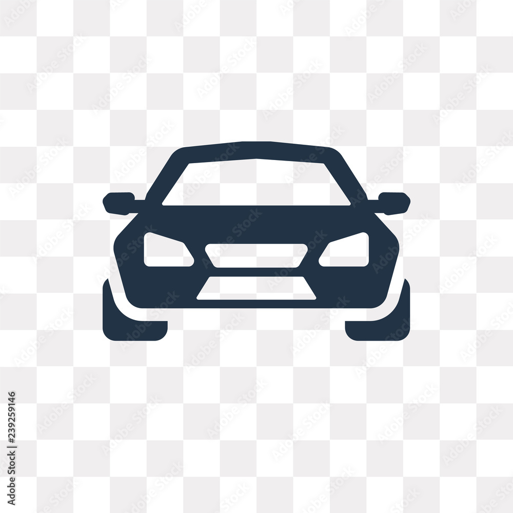 Car frontal view vector icon isolated on transparent background, Car ...