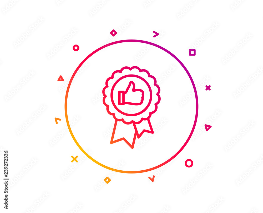 Positive feedback line icon. Award medal symbol. Reward sign. Gradient ...