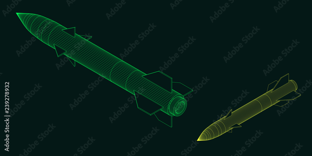 Military missile. Vector outline illustration. Stock Vector | Adobe Stock