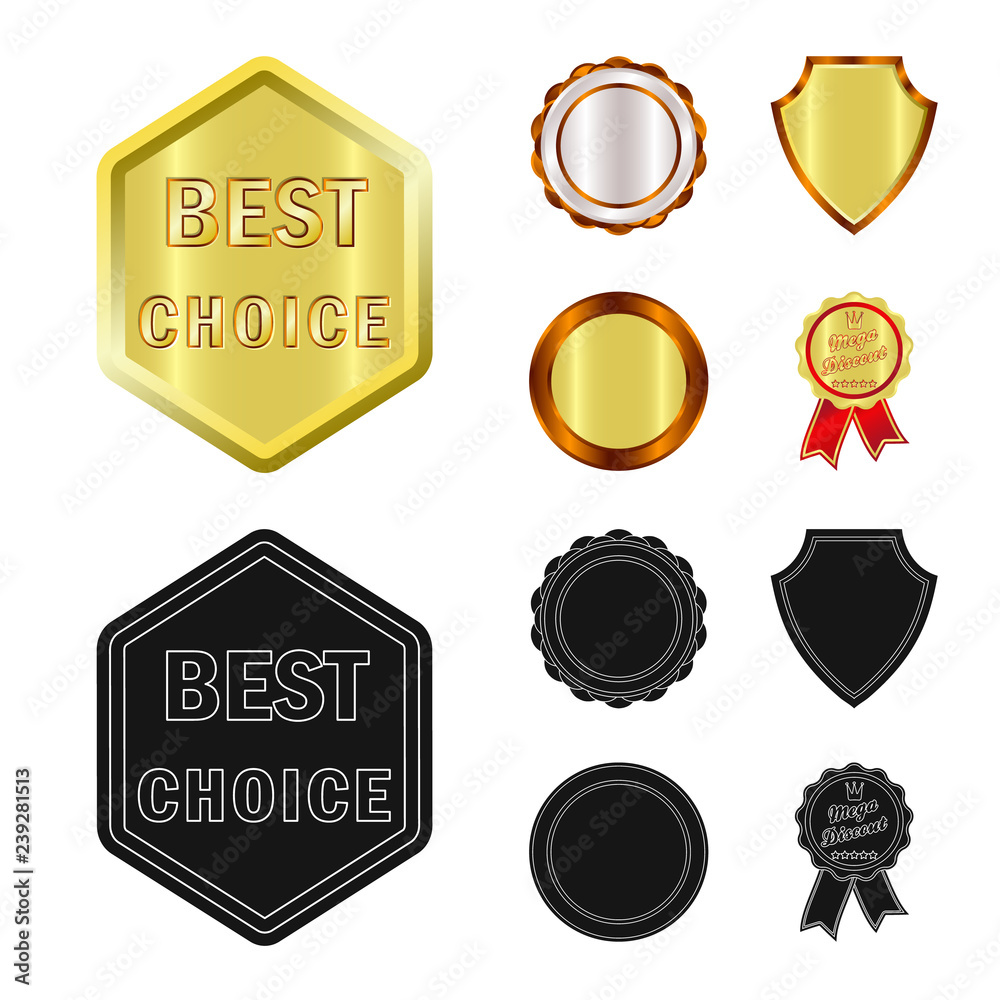 Vector design of emblem and badge logo. Set of emblem and sticker stock ...