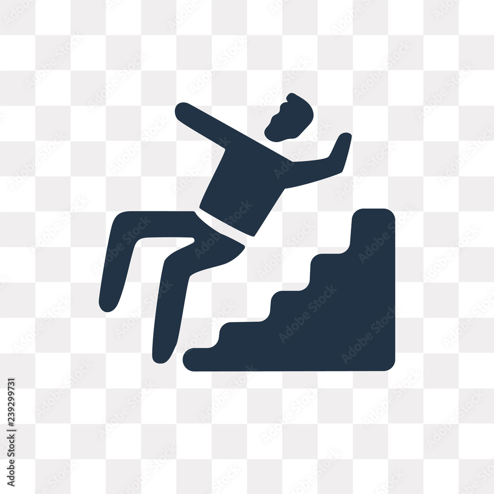 Falling from stairs vector icon isolated on transparent background ...