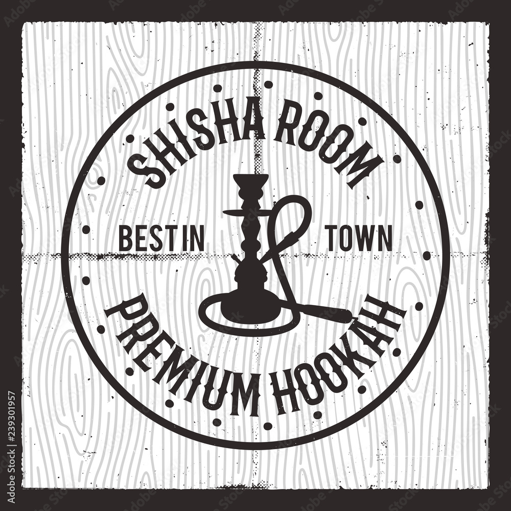 Hookah card design layout. Shisha silhouette logo. Relax label, badge ...