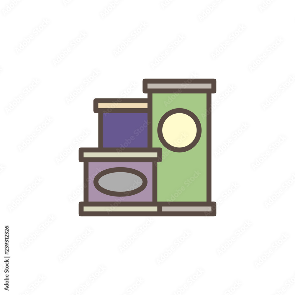 Food in cans filled outline icon, line vector sign, linear colorful ...