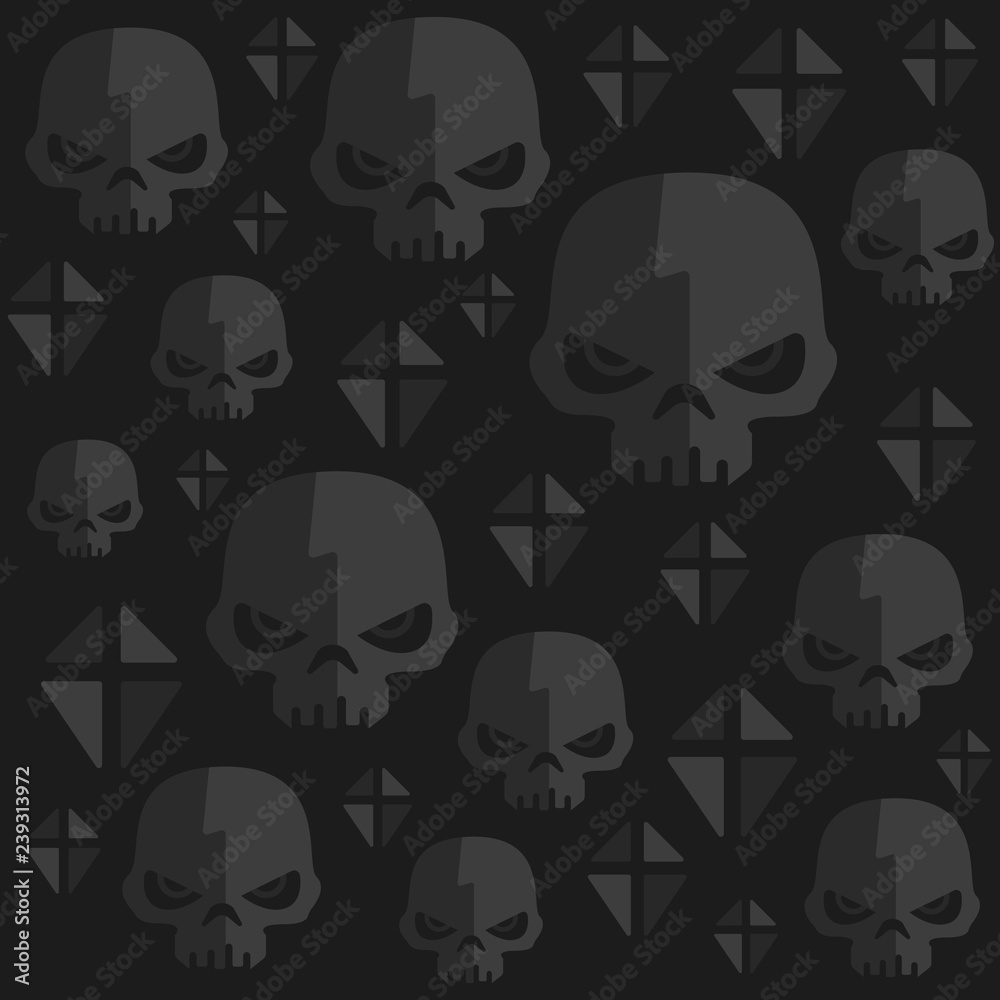 Skulls vector seamless pattern Stock Vector | Adobe Stock