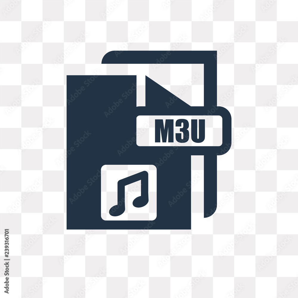 M3u vector icon isolated on transparent background, M3u transparency ...