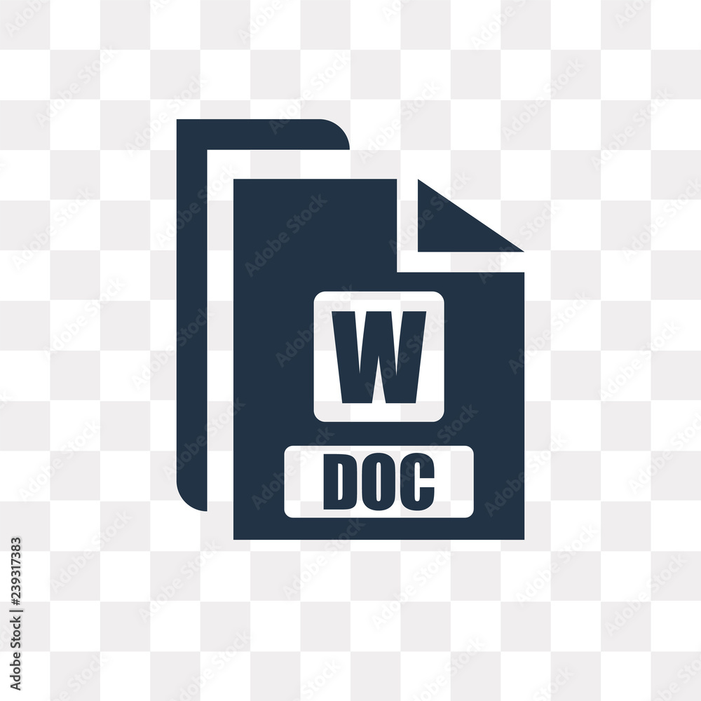 Doc vector icon isolated on transparent background, Doc transparency ...