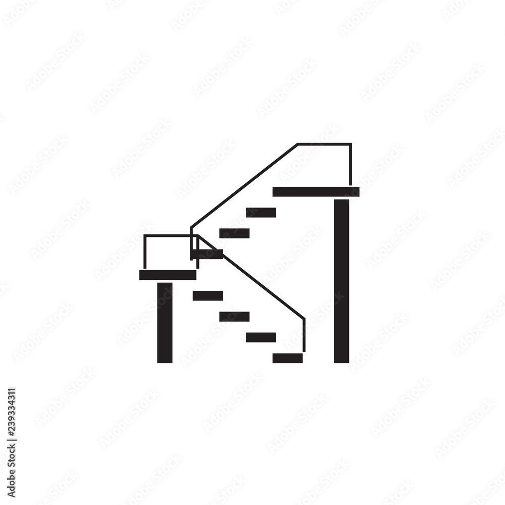 Double stairs black vector concept icon. Double stairs flat ...