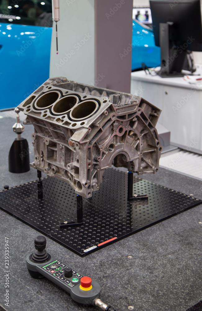 CMM Coordinate Measuring Machine inspecting dimension engine part ...