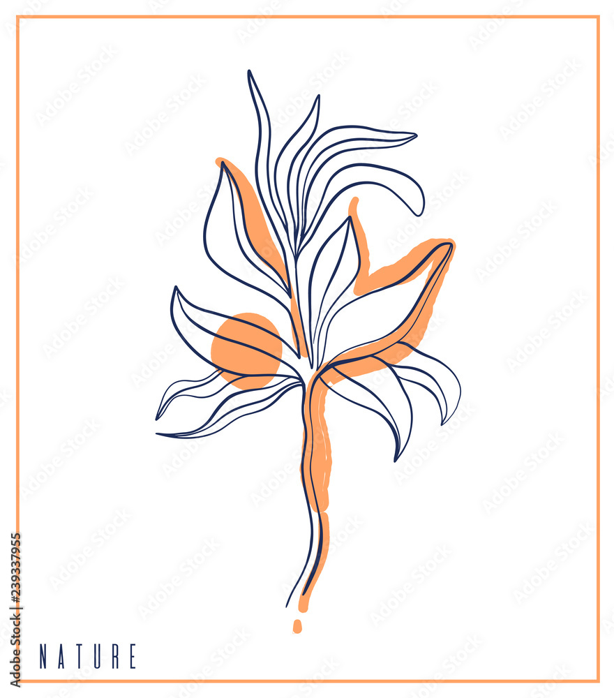 Hand drawn card sketch style Wild flowers . Line nature style,Drawing ...