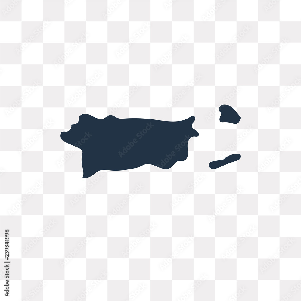 Puerto Rico map vector icon isolated on transparent background, Puerto ...