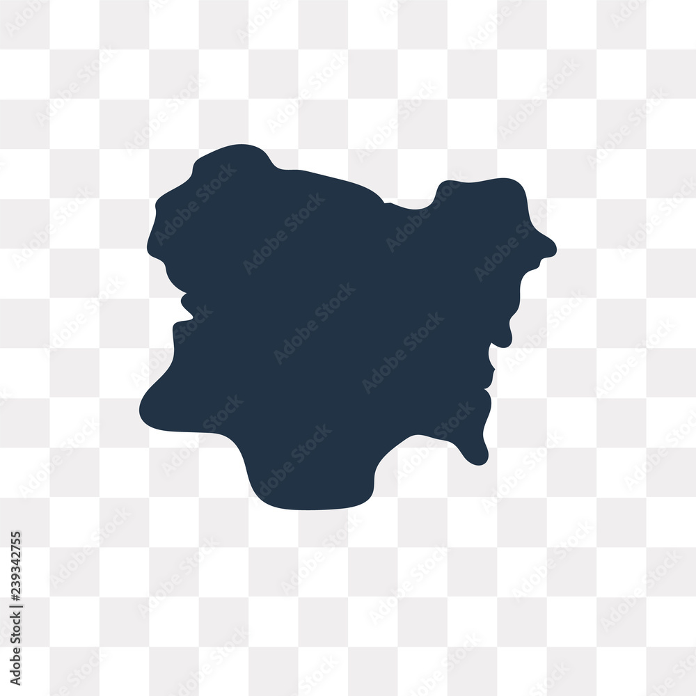 Nigeria map vector icon isolated on transparent background, Nigeria map ...